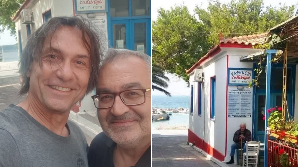 Ο Δημήτρης Αλεξανδρής οικοδεσπότης σε παραδοσιακό καφενείο στη Λέσβο ...